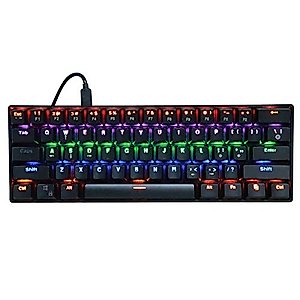 61 Key Wired Mechanical Keyboard, LED Backlit Gaming Keyboard with Blue Switch Back Light USB Universal Mechanical Gaming Keyboard for Computer