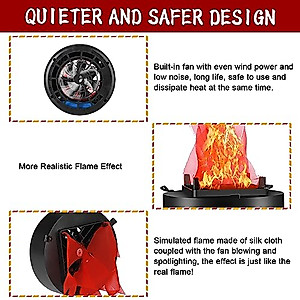 3D Fake Fire USB Rechargeable Fake Campfire, Portable Fake Fire Light Electric Fake Flame Light Fake Flame Lamp, Campfire Electric Campfire Halloween Christmas Party Decorations for Bar Stage Home