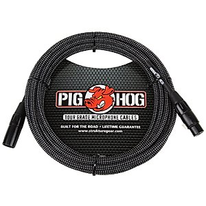 Pig Hog PHM10BKW Black/White Woven High Performance XLR Microphone Cable, 10 Feet