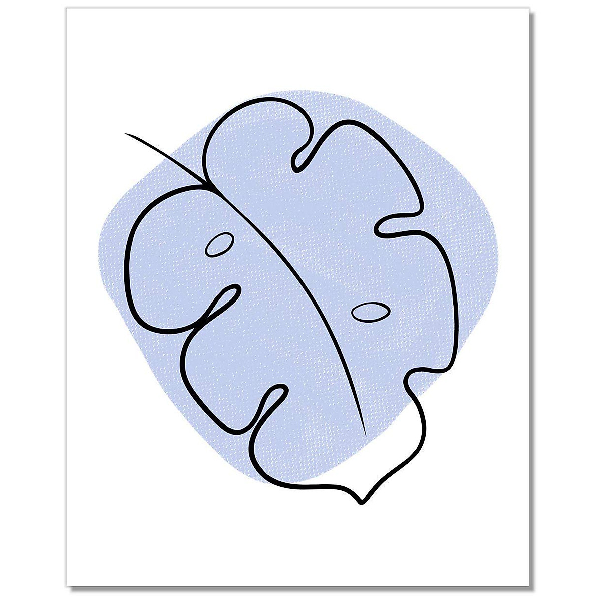 Botanical Prints - Minimalist Line Art Leaf Prints 8x 10 (Set of 6) - Aesthetic Art Posters - Abstract Plant Decor - Unframed (Blue)