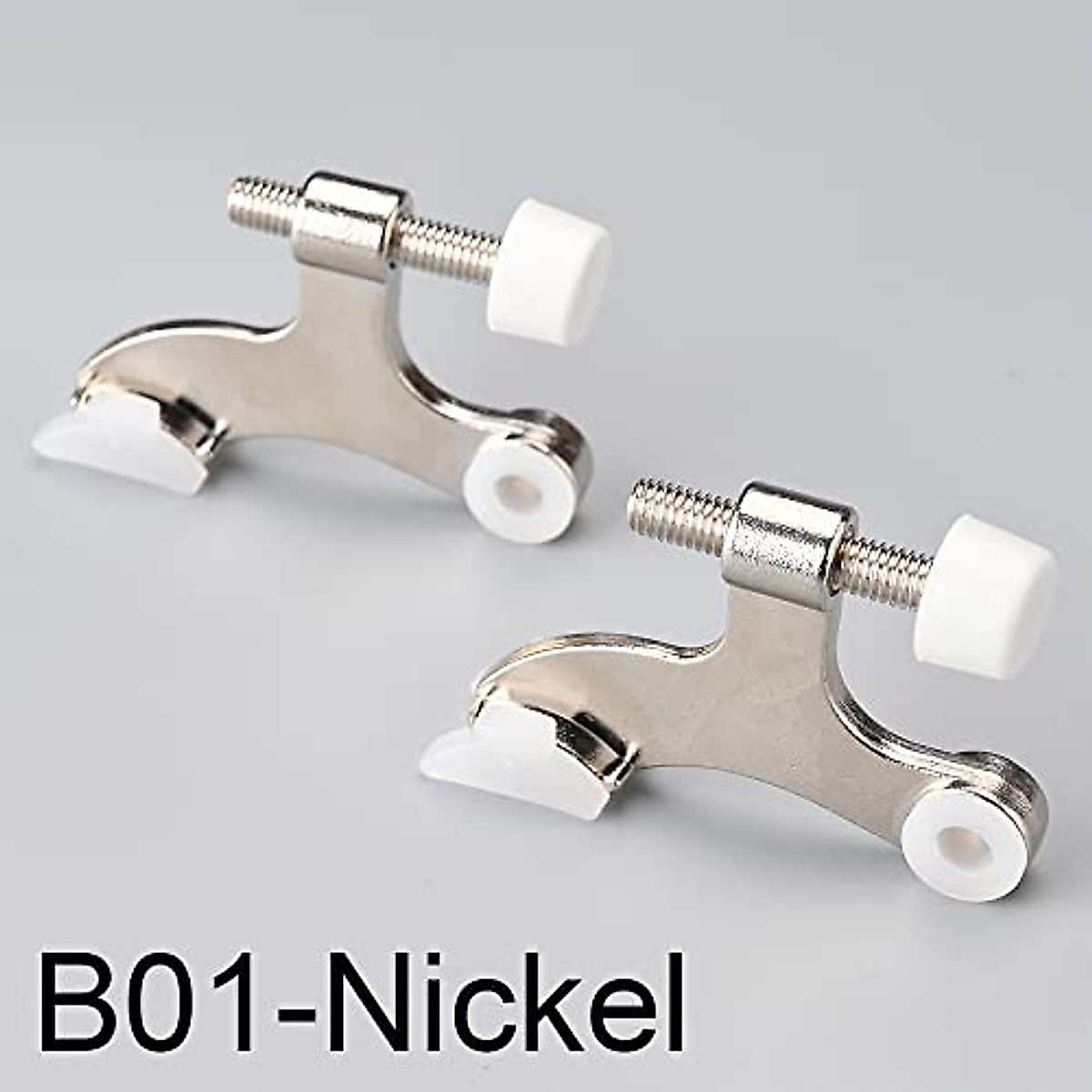 GDFYMI Hinge Pin Door Stopper, Adjustable Heavy Duty Door Stop, with White Rubber Bumper Tips (6 Pack, Brushed Nickel)