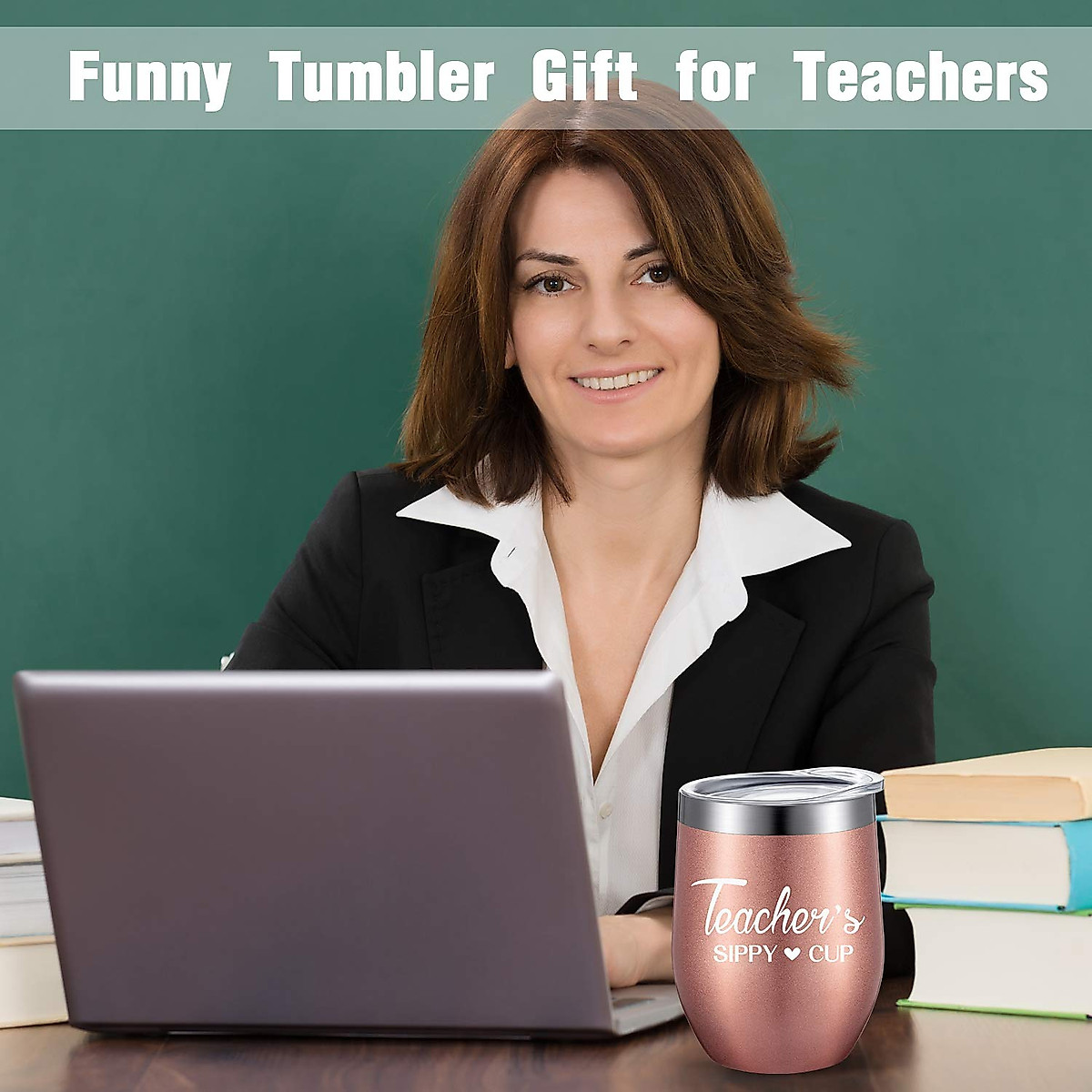 2 Pack Gifts for Teacher Funny Teacher Appreciation Gifts, Teacher’s Sippy Cup Personalized Year End Graduation Birthday Gifts for Teachers, 12 oz Insulated Wine Tumbler