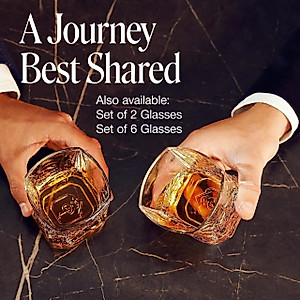 EdelweissPeak Unique Everest Bourbon Glasses Set of 4 in Gift Box - Mountains Theme - Heavy Freezable 8 OZ Old Fashioned Whiskey Glasses Set of 4 - Scotch Glass Set 4 - Whiskey Gifts for Men