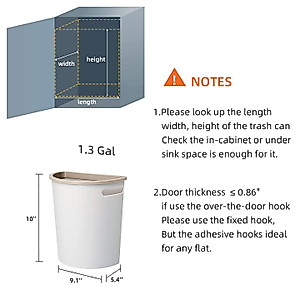 Subekyu Small Trash Can, Hanging Waste Bin Under Kitchen Sink, Plastic Wastebasket Over Cabinet Door with Top Ring to Fix Garbage Bag.