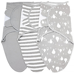 3-Pack Baby Swaddle Blanket Sleep Sacks, Newborn Swaddle Sack, Baby Swaddles 0-3 Months, Swaddles for Newborns, Baby Sleep Sack, Baby Swaddle Blanket Wrap, Grey