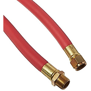 Milton 2780-6LH Air Leader Hose, 1/2" x 6 ft. Rubber Hose - 1/2" NPT Brass Ends - 300 Max PSI