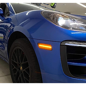 iJDMTOY Clear Lens Amber Full LED Bumper Side Marker Light Kit Compatible With 2014-up Porsche Macan, Powered by 40-SMD LED, Replace OEM Front Sidemarker Lamps