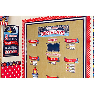 Teacher Created Resources Navy Blue and White Stripes Straight Border Trim (5289)