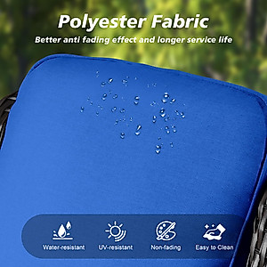 XIZZI Patio Chair Outdoor Wicker Swivel Rocker Patio Chairs Set of 2 and Matching Side Table - 3 Piece Wicker Patio Bistro Set 360 Degrees,Brown Wicker Navy Blue