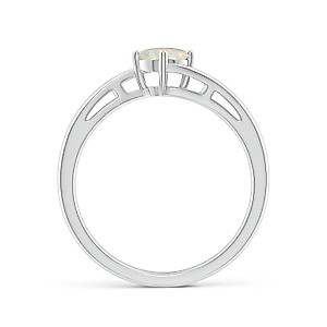 Angara Natural 0.5 Ct Opal Classic Ring for Women in Sterling Silver (Grade-AAA | Size-6mm) | October Birthstone, Birthday, Engagement, Anniversary Jewelry Gift For Women