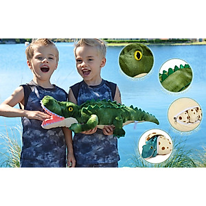 MorisMos Plush Alligator Stuffed Animal with Baby Alligators,23.6'' Mommy Stuffed Alligator with 3 Baby Crocodile Stuffed Animals & 3 Plush Eggs,Lifelike Alligator Toys for Kid Birthday