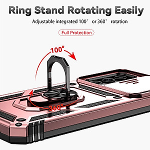 Suyomo for for Samsung Galaxy A54 5G Case with HD Screen Protector [2PCS],Samsung A54 5G Case with Camera Cover + 360 Rotatable Stand Kickstand,Military Grade Heavy Duty Sturdy Case (Rose Gold)