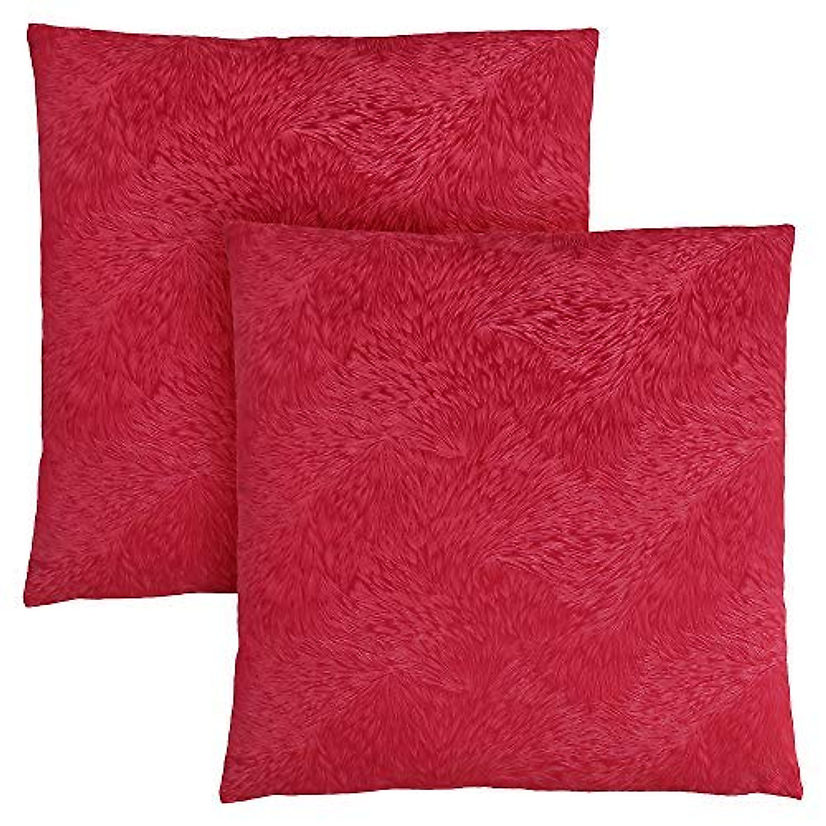 Monarch Specialties 9327, Set of 2, 18 X 18 Square, Insert Included, Decorative Throw, Accent, Sofa, Couch, Bedroom, Polyester, Hypoallergenic, Red Pillow 18"X 18" Feathered Velvet 2Pcs, 2 Count