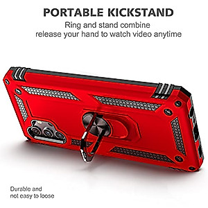 Dretal Galaxy A32 5G Case with Tempered Glass Screen Protector, Military Grade Shockproof Protective Case Cover with Rotating Holder Kickstand for Samsung Galaxy A32 5G (JS-Red)