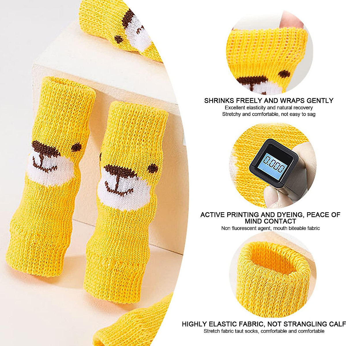 Zerodis 4pcs Pet Dog Elbow Protector, Elbow Support Wrap Pet Leg Warmers for Dogs Cats Knitted Dog Elbow Sleeve Leg Support Wrap Protectors S