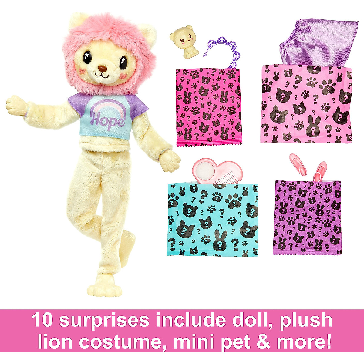 Barbie Cutie Reveal Doll with Blonde Hair & Lion Plush Costume, 10 Suprises Include Accessories & Pet (Styles May Vary)