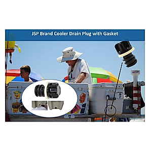 JSP Manufacturing Cooler Drain Plug & Gasket Assembly Compatible with Yeti, RTIC, ORCA, OVO, Bird Dog Coolers 70QT 110QT (2 Drain Plugs)