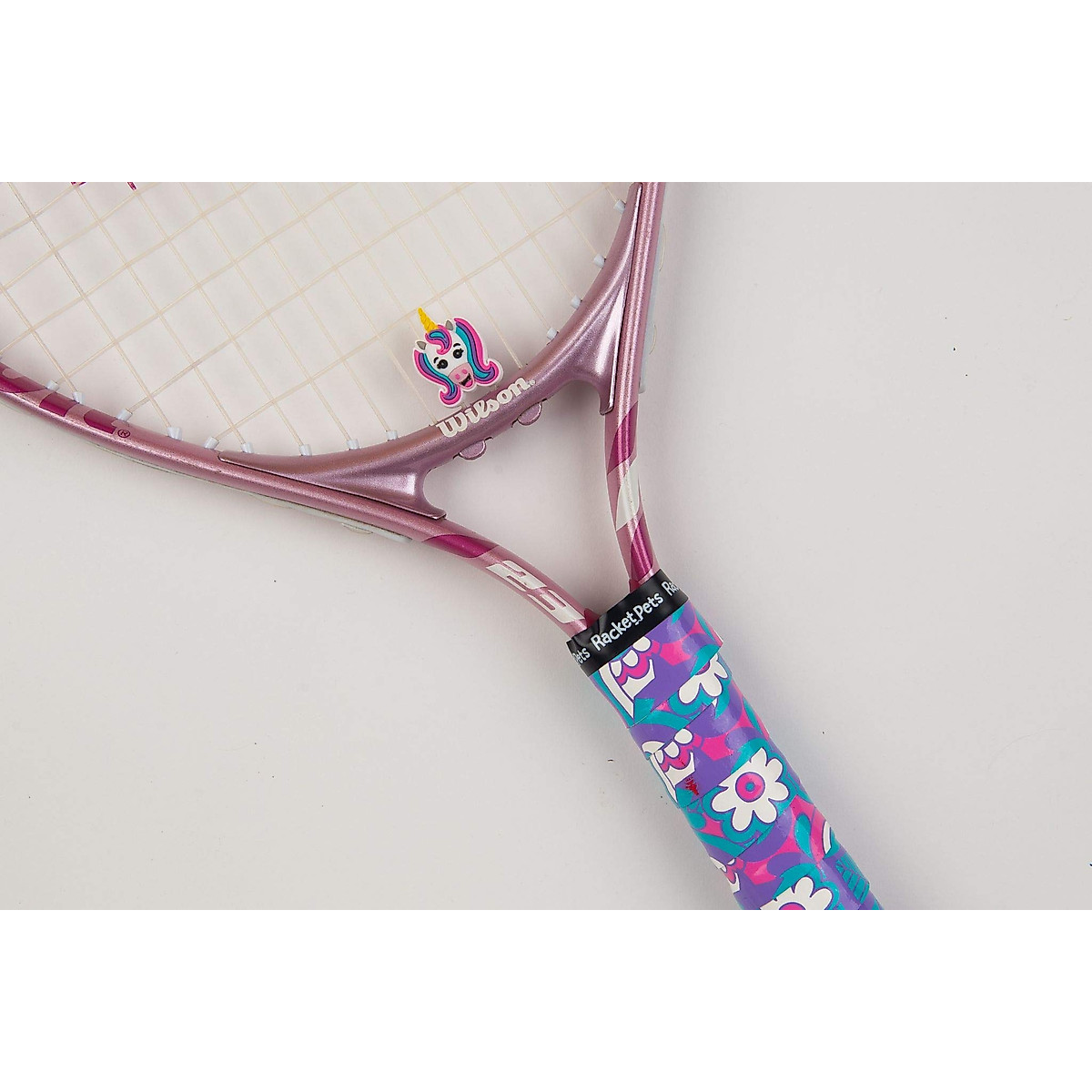 Racket Pets Kids Tennis Racket Dampener & Matching Overgrip Tape, Performance Shock Absorbing Dampener for Tennis Racket & Fun Animal Print Tennis Wrap Grip Tape (Unicorn)