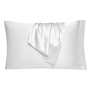 EHEYCIGA Satin Pillowcase for Hair and Skin Silk Pillowcase Set of 2 White Soft Pillow Cases 2 Pack Queen Size 20X30 Inches with Envelope Closure