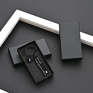 VICKHU drive safe keychain for boyfriend,26-letter keychain,gifts for boyfriend on bithday christmas valentines day (Black letter K)