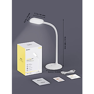 BritMo Led Cordless Desk Lamp, Rechargeable 3500mAh Battery Operated Reading lamp with Eye-Caring, Stepless Dimming Brightness, 3 Color Temperatures, Auto Timer Table Lamp for Office Bedroom (White)