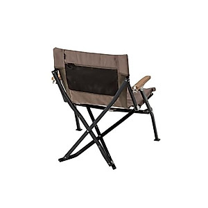 Snow Peak Luxury Low Beach Chair - Teak Wood Armrest and Canvas Seat - 23 x 26 x 27 in