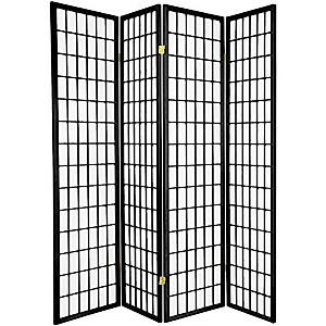 Legacy Decor 4 Panels Japanese Style Room Screen Divider Black