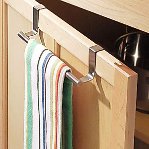 Booluee Stainless Steel Over The Cabinet Door Towel Bar Towel Holder Rack for Kitchen Bathroom Cabinet Cupboard Doors (Small)