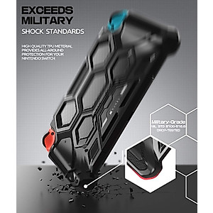 Mumba Protective Case for Nintendo Switch, [Battle Series] Heavy Duty Grip Cover for Nintendo Switch Console with Comfort Padded Hand Grips and Kickstand (Black)