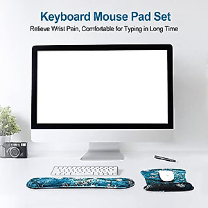 Keyboard Wrist Rest Pad Ergonomic Mouse Pad Set, ToLuLu Gel Mouse Pad Wrist Support for Computer Laptop, Mousepad Keyboard Wrist Support with Memory Foam for Easy Typing Pain Relief, Van Gogh Painting