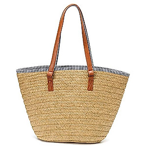 Epsion Straw Beach Bags Tote Tassels Bag Hobo Summer Handwoven Shoulder Bags Purse With Pom Poms
