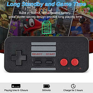 KIWITATA Wireless USB NES Controller for PC Games, 2 Pack 2.4G Rechargeable NES Remote Wireless USB Retro Game Pad Controller for Windows MAC Raspberry Pi 3