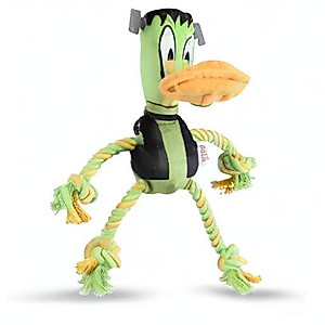 Looney Tunes for Pets Daffy Duck Plush Frankenstein Halloween Rope Pull Dog Toy | Daffy Duck Squeaky Dog Toy | Plush Fabric Dog Chew Toy Rope Toy for Dogs, 9 Inch, (FF16975)