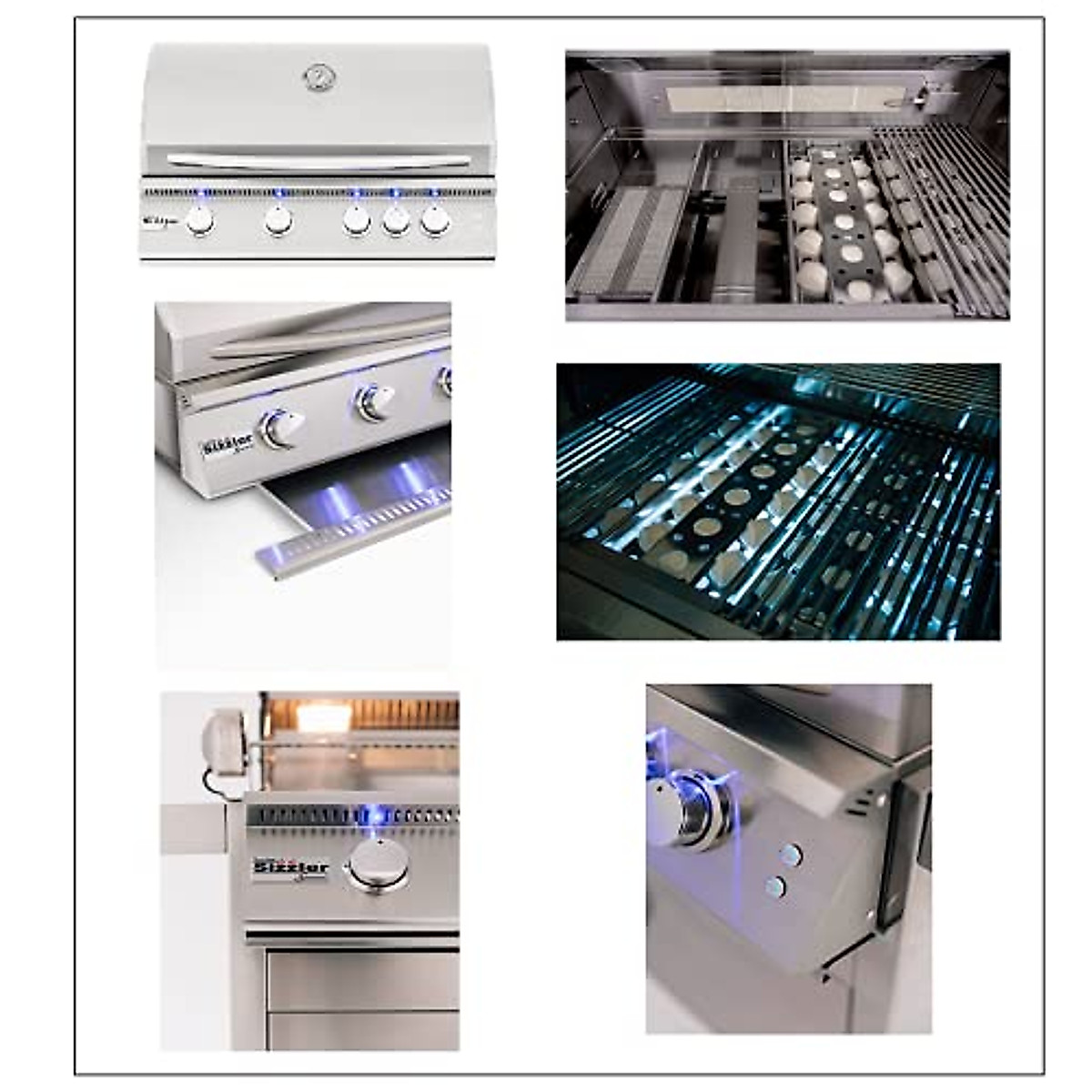 AMS Fireplace Package of Sizzler 32 Built-in Grill (Natural Gas), Pro Double Side Burner Gas),33 3-Drawer & Access Door Combo, 20 Vented Liquid Propane Tank Or Trash Drawer and FREE Cover