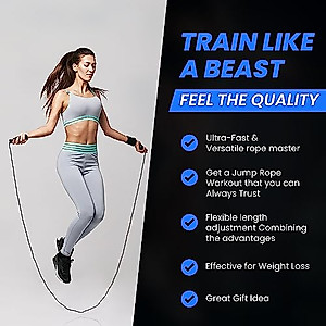 Jump Rope Fitness 3-Set for 2 Adults & Child - Lightweight, Adjustable Length, Durable Pro Quality. Ideal for Fitness, Cardio, Conditioning, Weight Loss for Men & Women + Free Child Rope