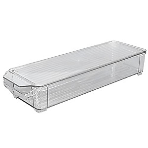 FTVOGUE Clear Plastic Organizing Bin Large Capacity Storage Organizer for Kitchen Fridge Pantry Organization(5.5cm Height), Storage Box Storage Box
