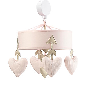 Lambs & Ivy Baby Love Musical Mobile Toy - Pink/Gold Hearts
