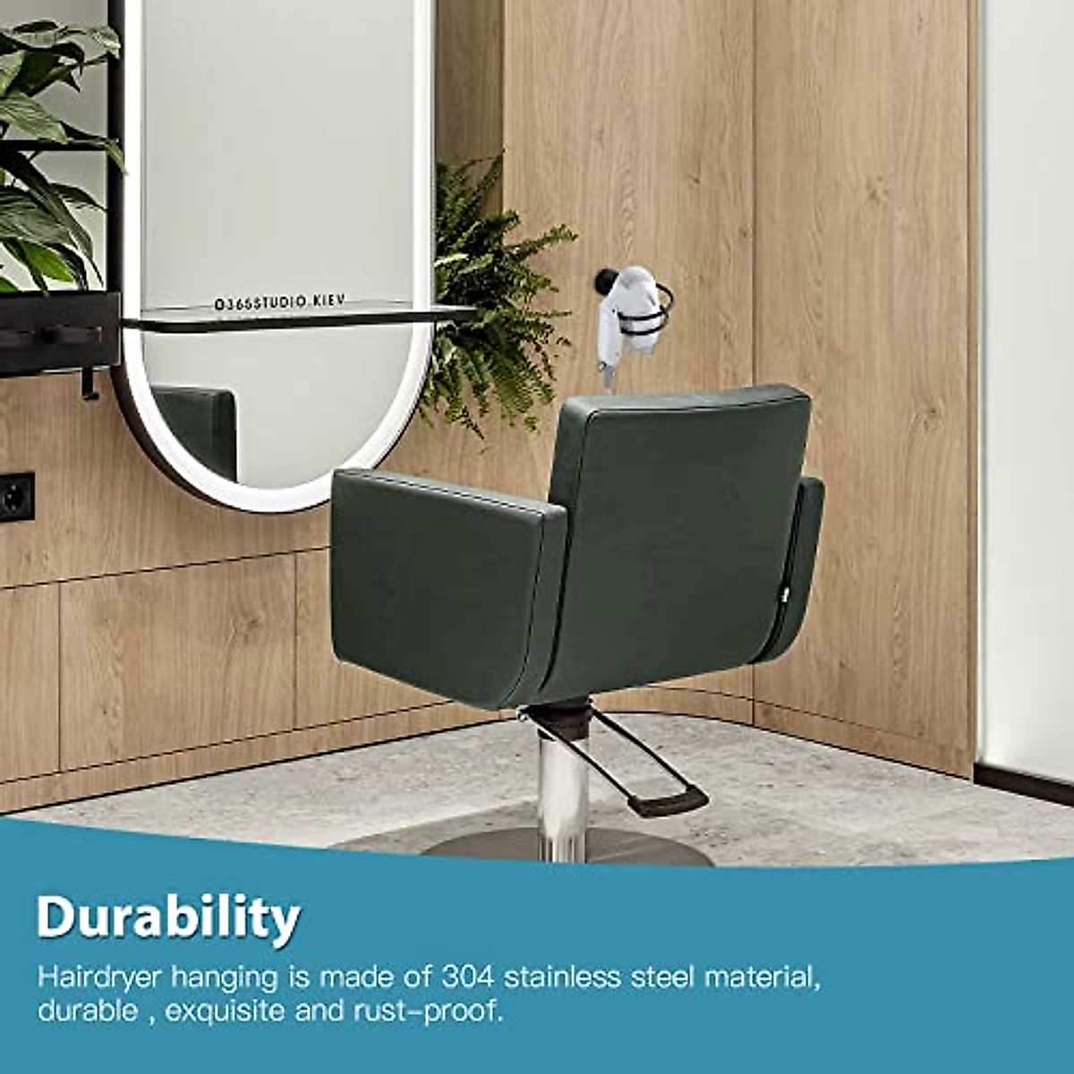 Hair Dryer Holder YUESIMATE Hairdryer Hanging Rack Blower Dryer Holder Bathroom or Bedroom Hair Dryer Organizer Wall Mounted Stainless Steel, 4.33 Inches, Matte Black