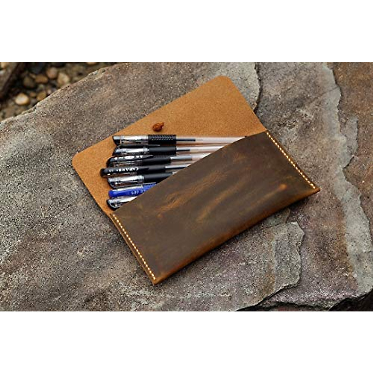 Personalized Distressed Leather Pencil Pouch/Retro Leather Pen Pencil case/Small Cosmetic Bag PP05SS