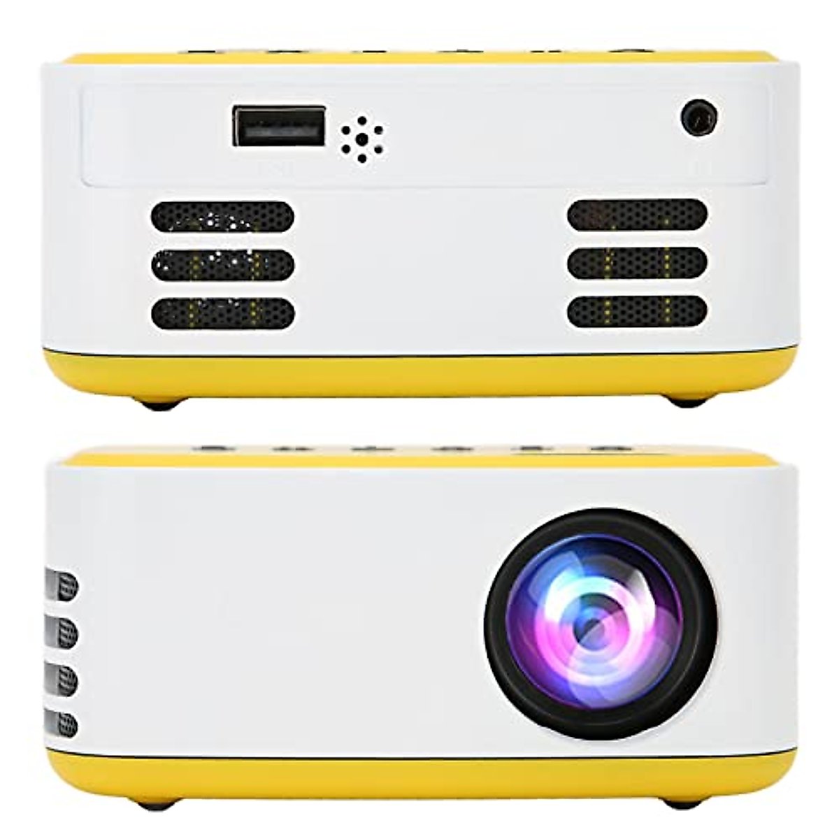 Mini WiFi Projector,LED USB Connection 1080P Inbuilt Speaker Portable Projector with Inbuilt Speaker for Home Camping Travel 100?240V,Bright Yellow(US Plug)