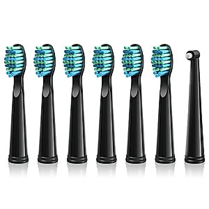 7 Pack Dnsly Electric Toothbrush Heads Compatible with FW-507/508/551/515/917/959/2011/D1/D3/D7/D8 Dnsly Toothbrush Heads, Black