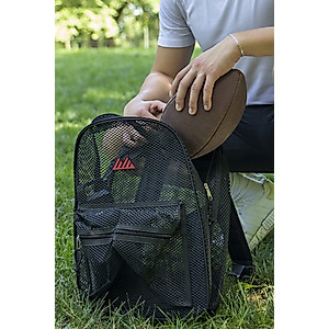 Summit Ridge Mesh Backpacks for Kids, Adults, School, Beach, and Travel, Colorful Transparent Mesh Backpacks with Padded Straps (Black) Large