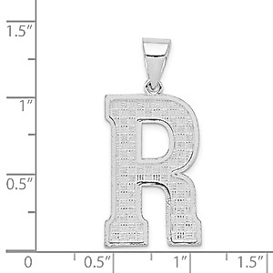 Solid 925 Sterling Silver Initial Letter R Alphabet Charm Pendant 35mm