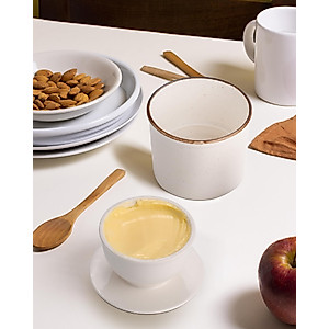 Jersinwei French Butter Dish, Butter Crock for Counter with Water Line, Ceramic Butter Keeper for Spreadable Butter - Chrismas Gift Home Kitchen Decor - Reactive Glaze Collection - Shell White