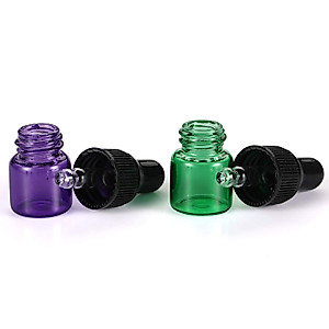 Elfenstall- 48Pcs/lot Small Dropper Bottles Colorful 1ml 1/4 Dram Essential Oil Glass Bottle Empty Lotion Perfume Sample Vials With Glass Eye Dropper + 1pc Clean Cloth + 2pc 1ml Dropper