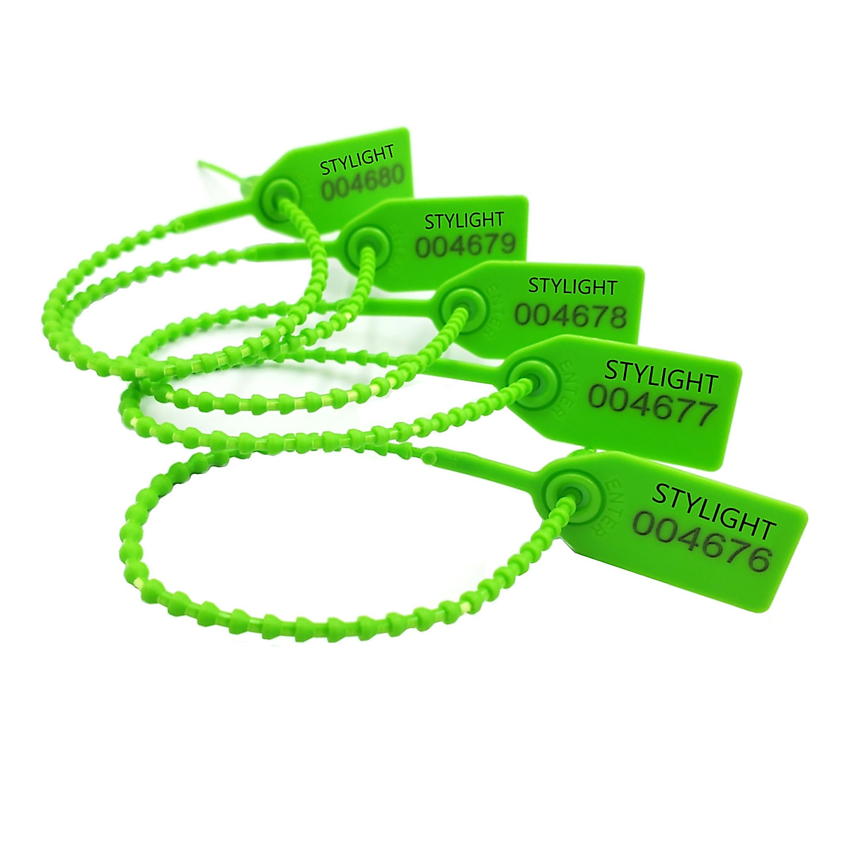 STYLIGHT - 1000 Plastic Truck, Trailer, Container, Tamper Evident, Shipping, Security Seals Numbered Sequentially (Green)