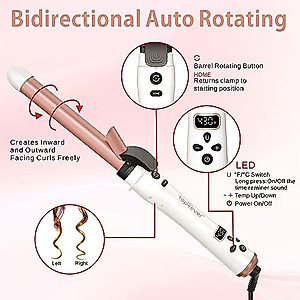 3 in 1 Auto Rotating Curling Iron - TOP4EVER Automatic Hair Curler with Interchangeable Curling Wand (0.75", 1", 1.25"), Adjustable Temp, Instant Heat Hair Styling Hot Tools for All Hair Types