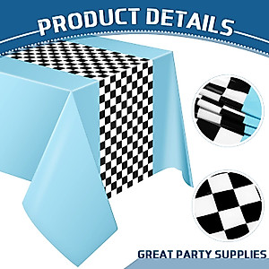 Irenare Car Birthday Party Supplies Racing Party Decorations 50s party Tablecloth Racetrack Table Runner Table Covers for Kids Boy Car Theme Birthday Party, 54 x 108 Inch (Sky Blue,3 Sheets)