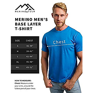 Merino.tech 100% Organic Merino Wool Lightweight Men's Base Layer Thermal T-Shirt (Metal, X-Large)