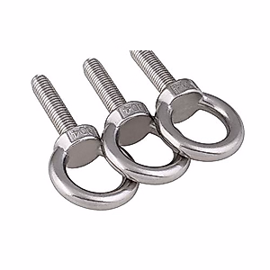 Abimars 304 Stainless Steel Machinery Shoulder Lifting Eye Bolt, 6 PCS M8 Extended Thread Lifting Eyebolts with Lock Nuts, Lock Washers, Flat Washers